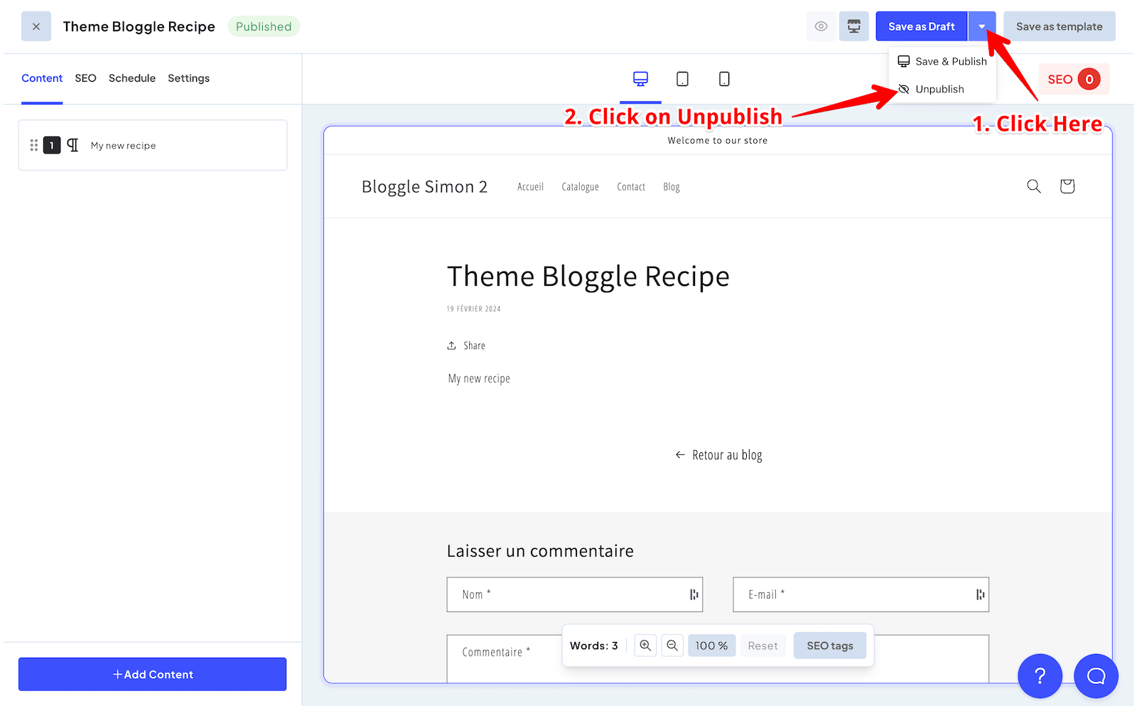 How to import and unpublished blog post?